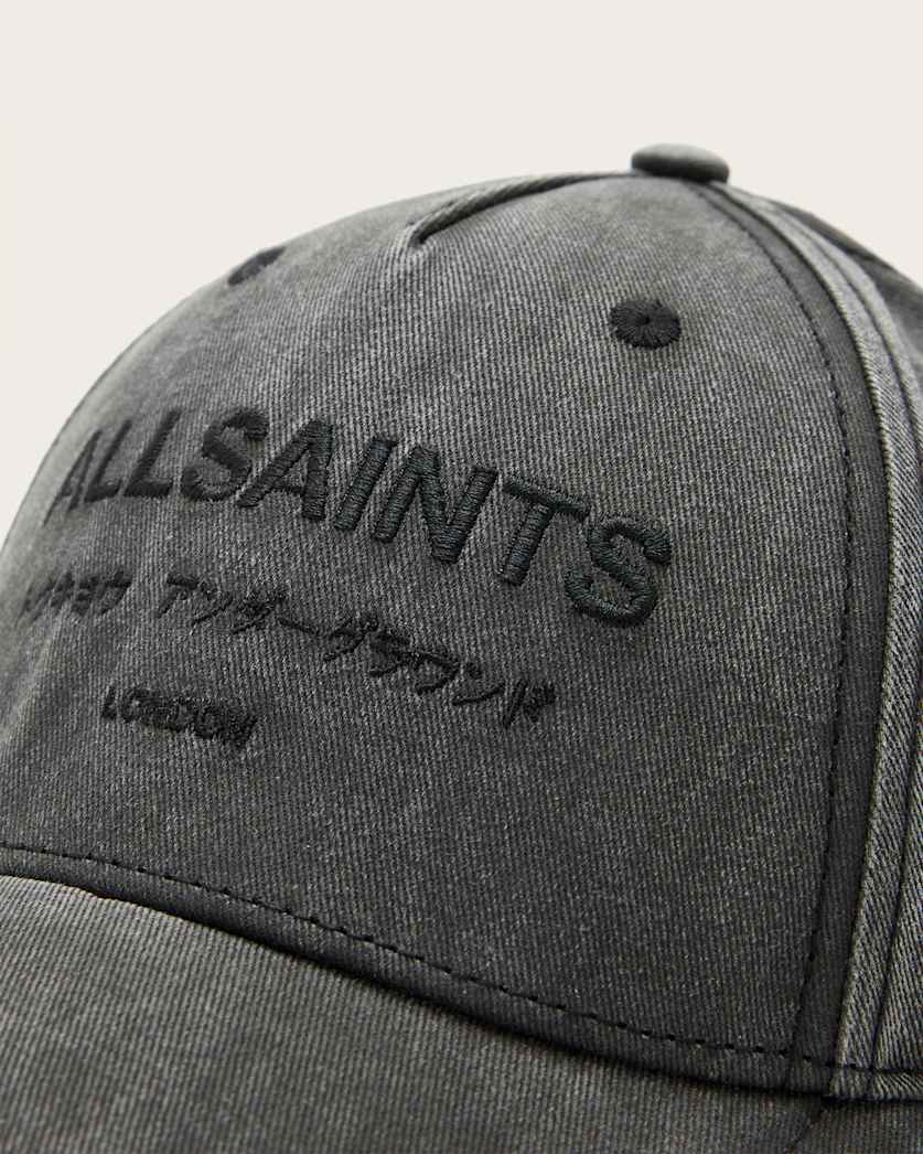 Underground Logo Print Baseball Cap Washed black/Black | ALLSAINTS